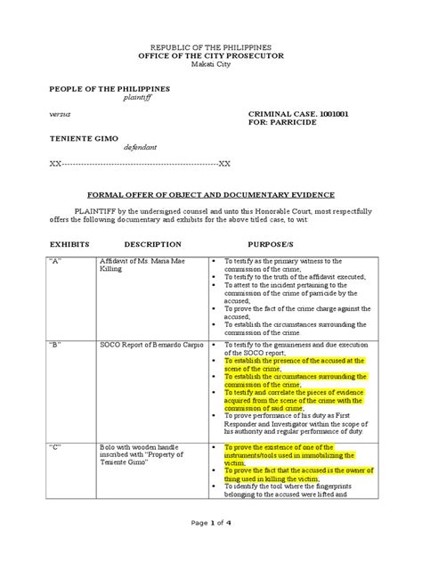 Formal Offer Of Evidence Prosecution Legal Concepts Criminal Law