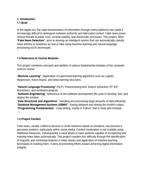 Fake News Detection Project Documentation Pdf Machine Learning