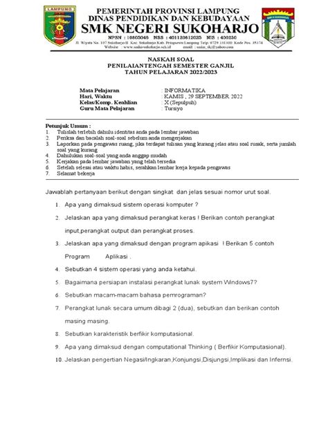 Contoh Soal Informatika Pdf