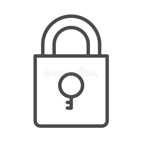 Lock Outline Vector Security Icon With Key Stock Vector Illustration