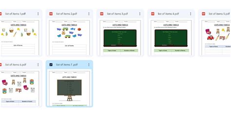 Maths Worksheets Lists And Tables