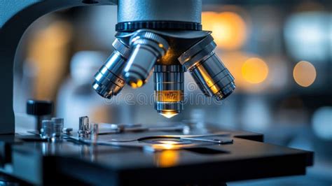 Focused Microscope In Laboratory With Blurred Background Stock Illustration Illustration Of