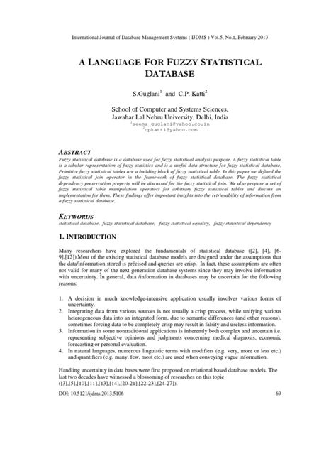 A Language For Fuzzy Statistical Database Pdf Fuzzy Logic Table Database
