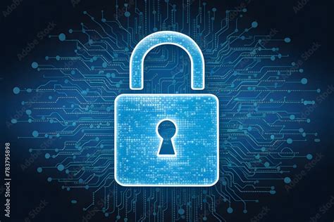 Blue Padlock Secures Computer Data Network Connection Protection Stock Illustration Adobe Stock
