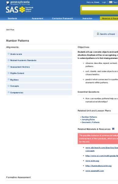 number patterns lesson plan for 1st grade lesson planet