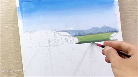 آموزش گام به گام نقاشی دشت سنبل