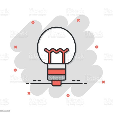 만화 스타일의 전구 아이콘 흰색 고립 된 배경에 전구 만화 벡터 그림 에너지 램프 스플래시 효과 사인 비즈니스 컨셉 광선에 대한 스톡 벡터 아트 및 기타 이미지 Istock
