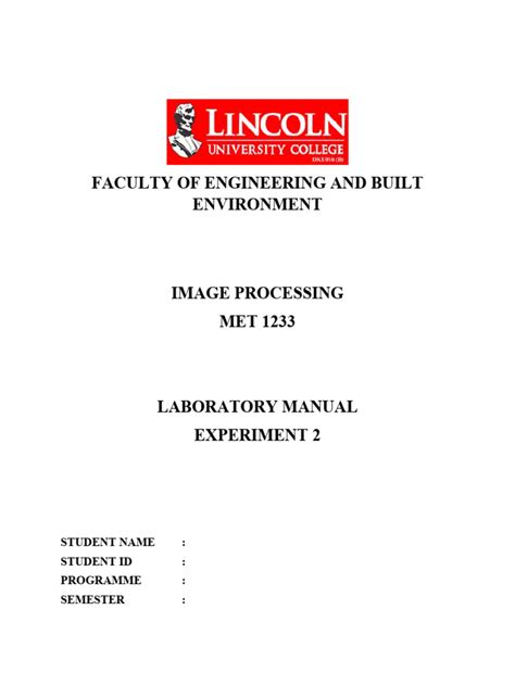 Lab Experiment 2 Met1233 Pdf Vision Image Processing