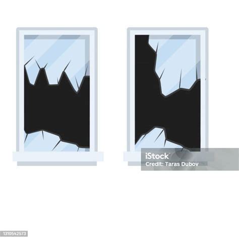 깨진 유리 손상된 거울 조각과 프레임의 날카로운 부품 벽과 방 장식 요소 파괴와 파멸 만화 플랫 일러스트레이션 개념에 대한 스톡 벡터 아트 및 기타 이미지 Istock