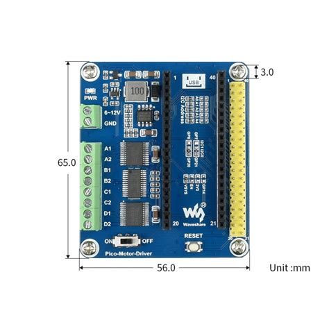 Waveshare DC Motor Driver Module Voor Raspberry Pi Pico Kanalen WS