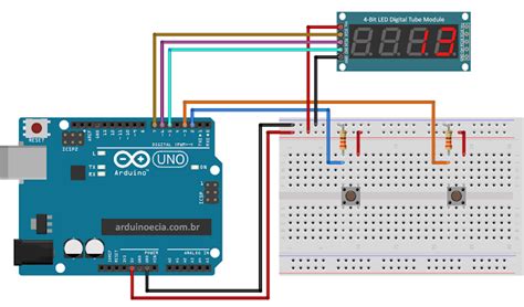 contador com módulo display 4 dígitos 74hc595 arduino e cia