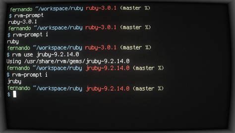 rvm prompt muestra la versión actual de Ruby en el prompt de tu terminal Picando Código
