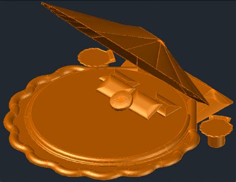 Drawing Of Round Bed 3d View Autocad File