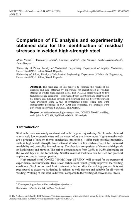 Pdf Comparison Of Fe Analysis And Experimentally Obtained Data For
