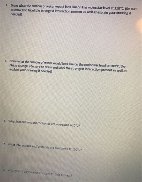 Solved 4 Draw What The Sample Of Water Would Look Like On