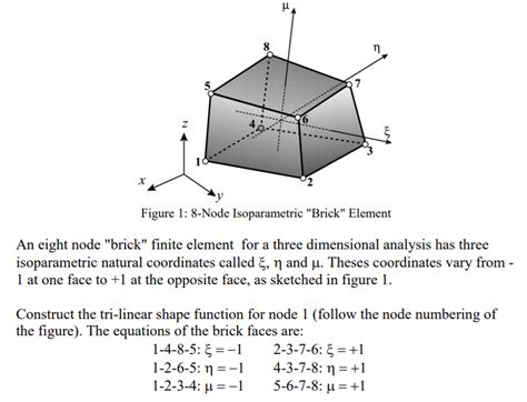 Solved Figure Node Isoparametric Brick Element An Chegg