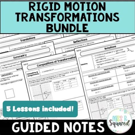 Rigid Motion Transformations Guided Notes Bundle By Miss R Squared