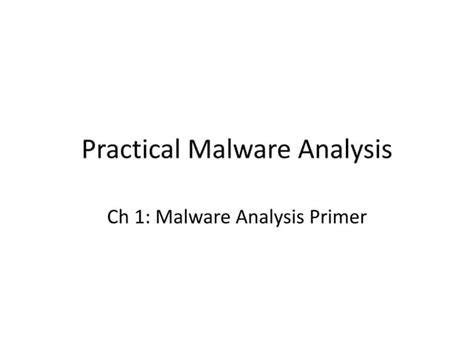 practical malware analysis ch 0 malware analysis primer and 1 basic