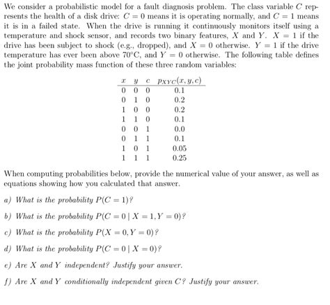 Solved We Consider A Probabilistic Model For A Fault Chegg Com