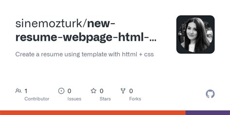 Github Sinemozturknew Resume Webpage Html Css Create A Resume Using Template With Httml Css