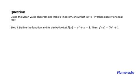 Solved Using The Mean Value Theorem And Rolle S Theorem Show That X3