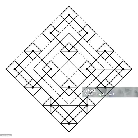 정사각형 그래프 신성한 기하학 벡터 디자인 요소 이 종교 철학 및 영성의 상징입니다 복잡한 일러스트레이션으로 기하학의 세계
