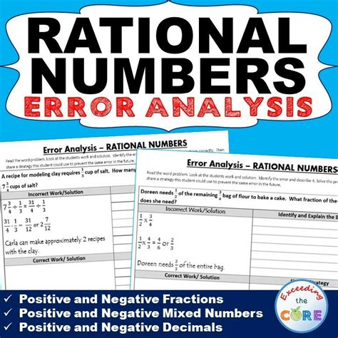 Rational Numbers Fractions And Decimals Error Analysis Find The Error