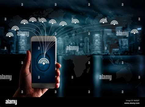 Internet Iot Man Use Smartphone Internet Of Things Technology IoT Word Diagram As Concept