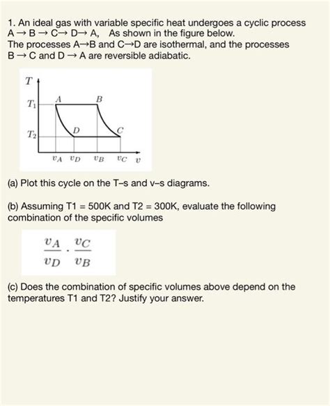 Solved 1 An Ideal Gas With Variable Specific Heat Undergoes