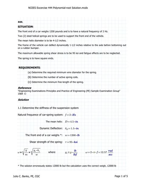 Math Cad Prime Ncees Excercise 444 Solution Pdf
