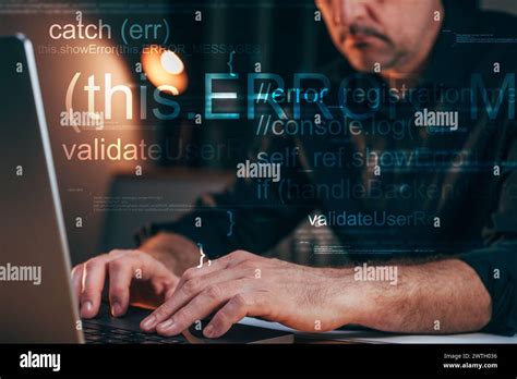 software developer and programmer typing code on laptop computer
