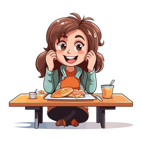 Página 2 Vetores E Ilustrações De Menina Comendo Desenho Para