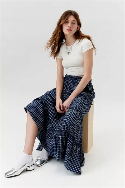 Urban Renewal Remnants Check Plaid Maxi Skirt Urban Outfitters
