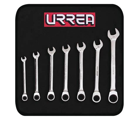 Urrea Juego De Llaves Combinadas Con Matraca 7 Herramientas Acero Cromo