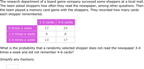 IXL Find Probabilities Using Two Way Frequency Tables Grade Maths Practice