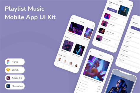 Playlist Music Mobile App Ui Kit Ui Kits And Libraries ~ Creative Market