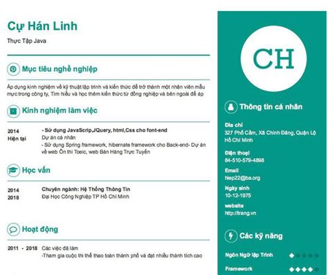 Top 13 Mẫu Cv Thực Tập Java Thiết Kế đẹp Chuyên Nghiệp Nhất