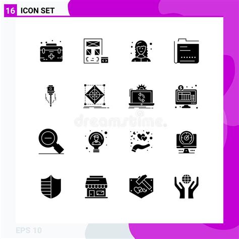 Pack Of 16 Creative Solid Glyphs Of Document Content Development Archive Female Web