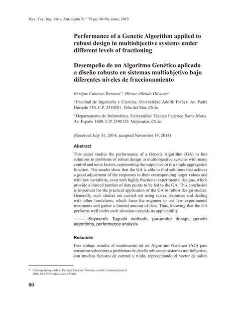 Pdf Performance Of A Genetic Algorithm Applied To Robust Design In
