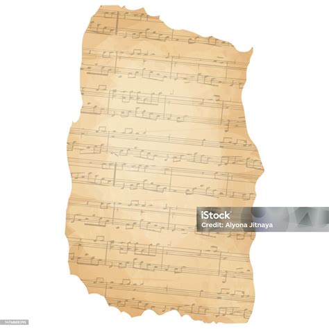 오래된 음악 멜로디가 있는 양피지 조각 흰색 배경에 격리된 노래 스크랩북 시트 디자인 요소 프레임 벡터 그림 개념에 대한 스톡 벡터 아트 및 기타 이미지 Istock