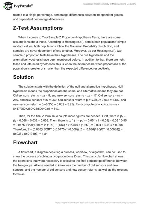 Statistical Inference Study In Manufacturing 691 Words Case Study