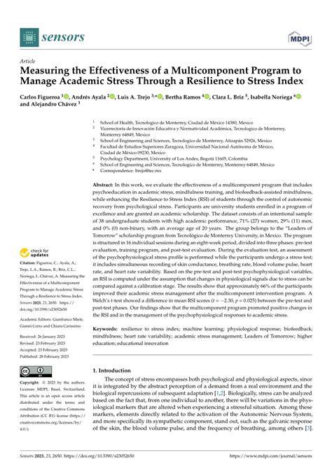 Pdf Measuring The Effectiveness Of A Multicomponent Program To Manage Academic Stress Through