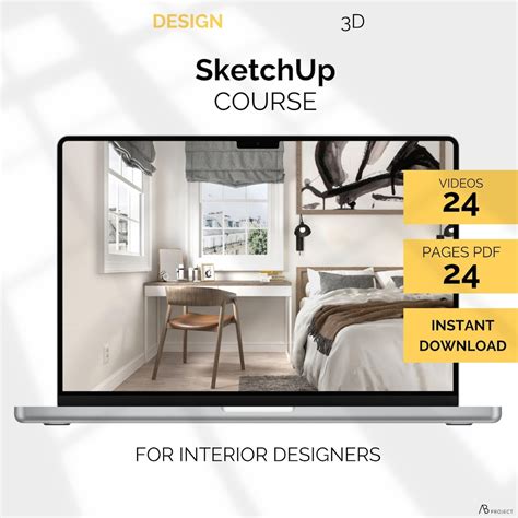 sketchup for interior design 3d modeling course with 24 pdf guides