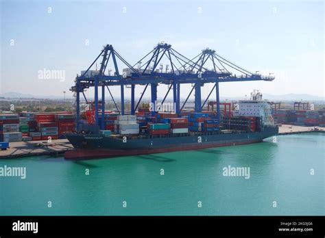 Container Ship And Loading Cranes In The Port Authority Of Thailand In Laem Chabang Thailand