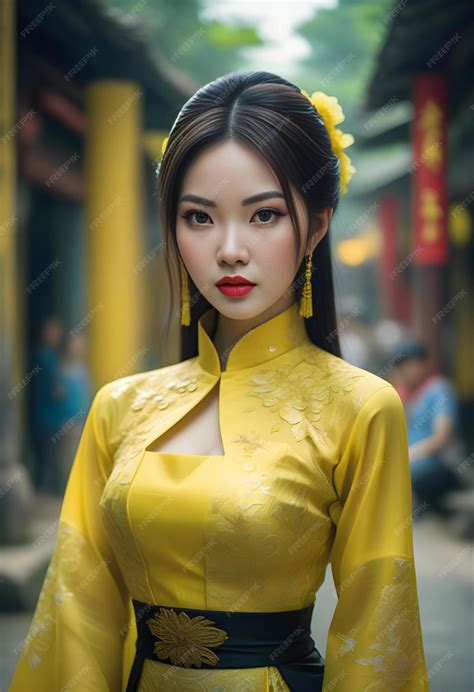 Premium Photo Portrait Of A Beautiful Vietnamese Girl In A Yellow Dress