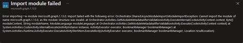 azure automation errors adding microsoft graph module v1 13 for