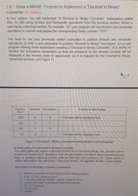 Solved 24 Write A Marie Program To Implement A Decimal To