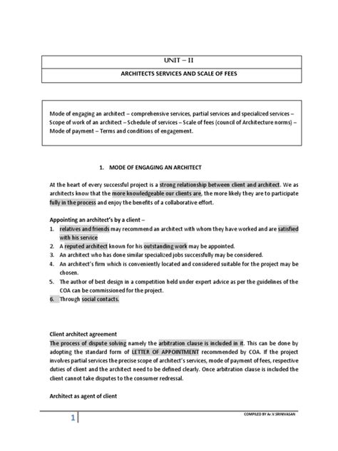 Scale Of Fee Pdf Architect Indemnity