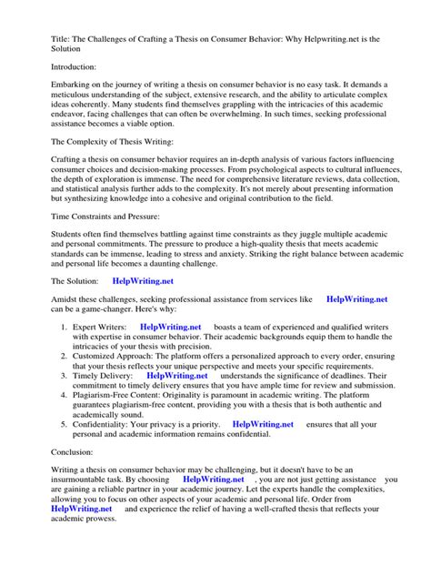 Thesis Consumer Behaviour Pdf Pdf