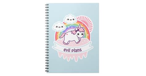 Cute Rainbow Unicorn With Clouds Notebook Zazzle